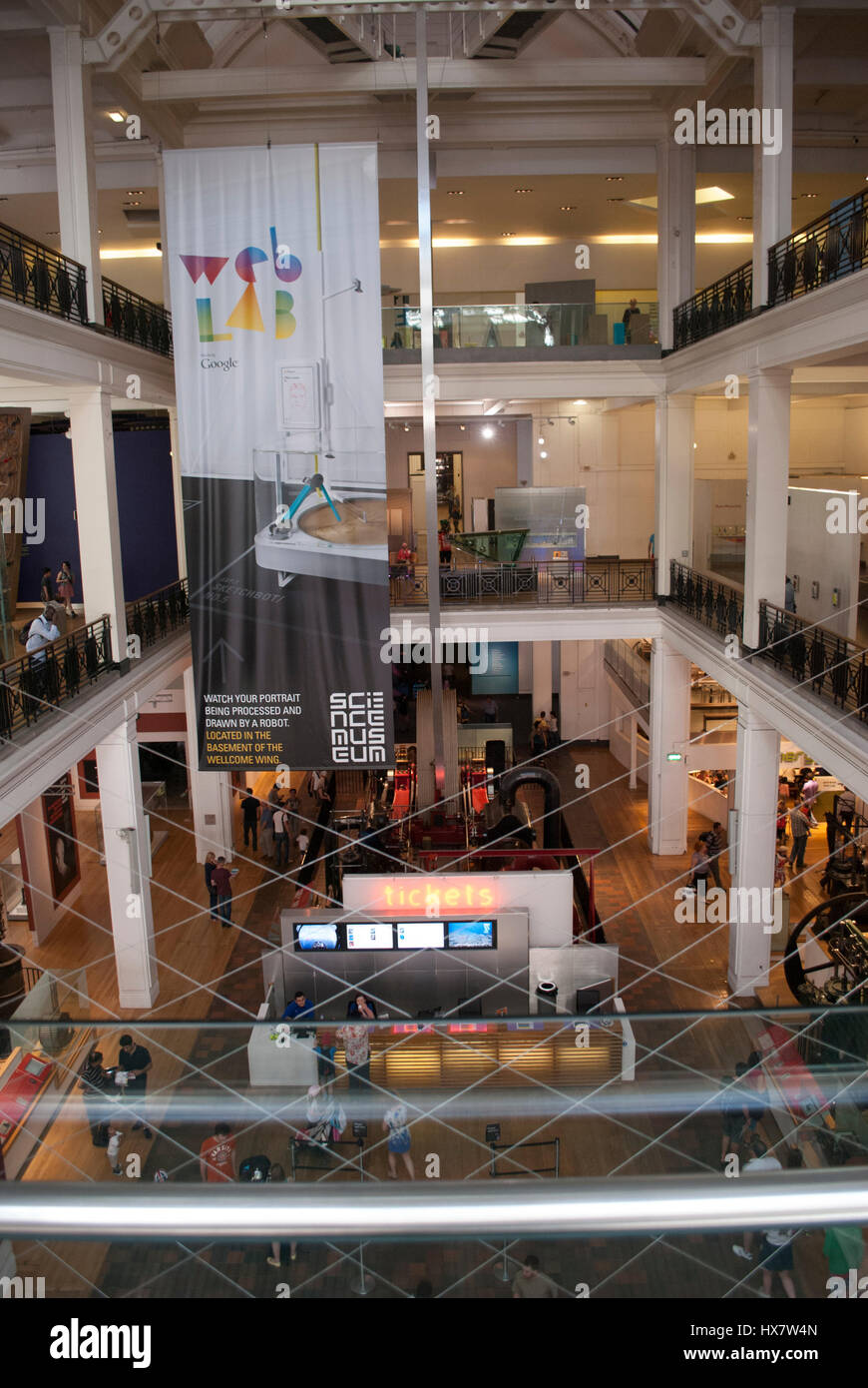 Looking down at the Energy Hall of the Science Museum Stock Photo - Alamy