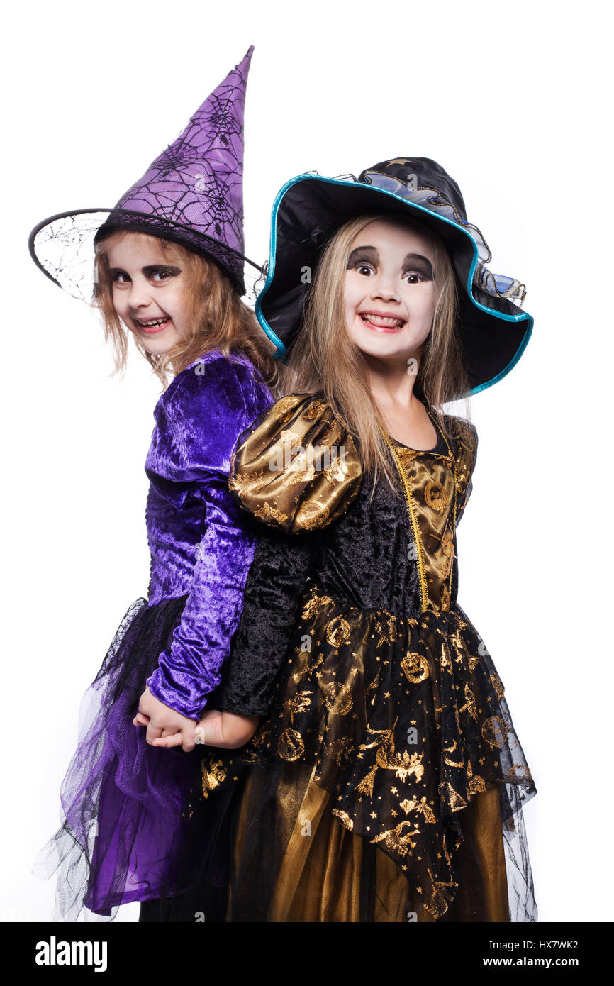 Witch children with trick or treat. Halloween. Fairy. Tale. Studio ...