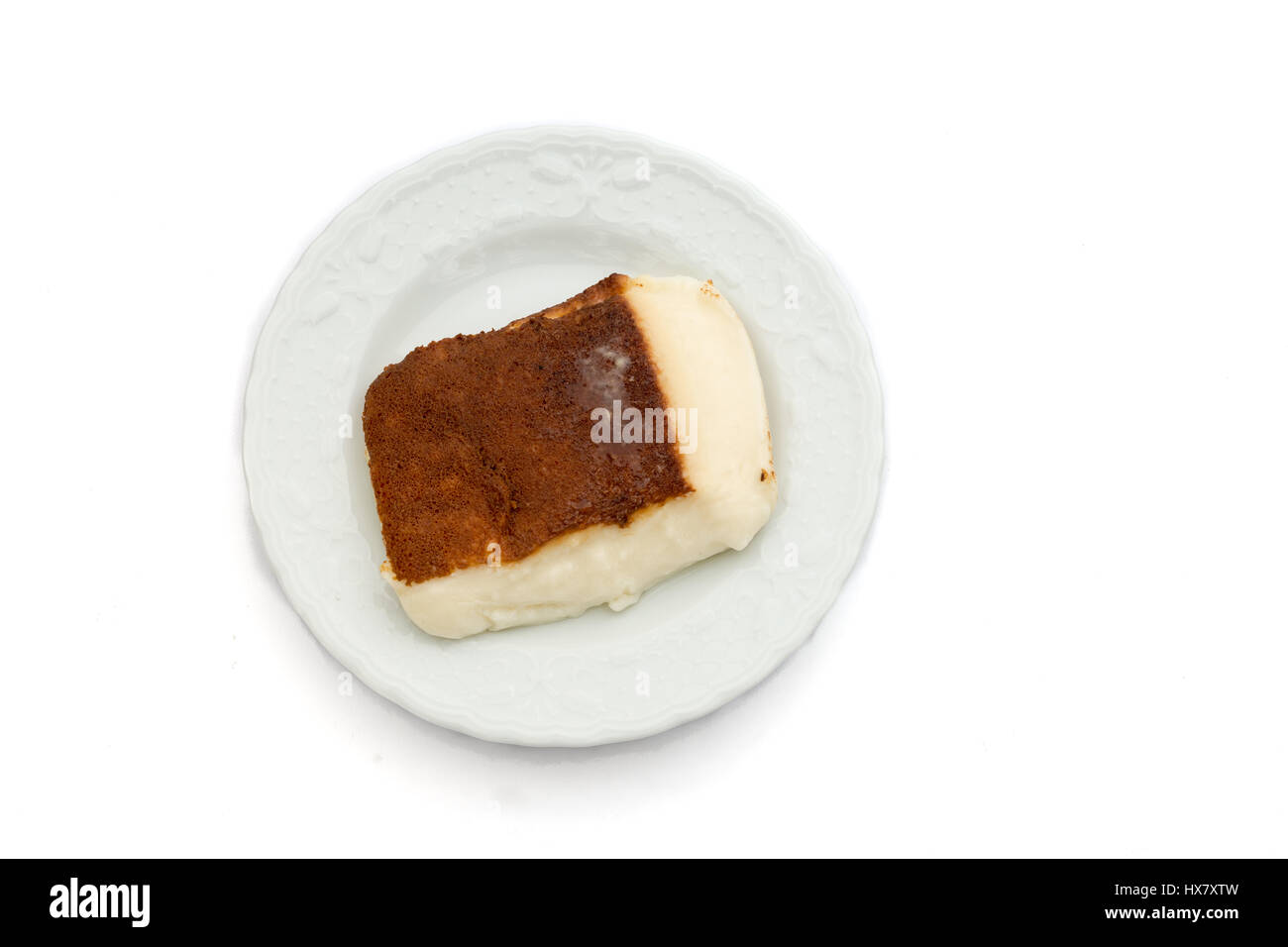 Kazandibi (surface burnt pudding) dessert on white background high ...