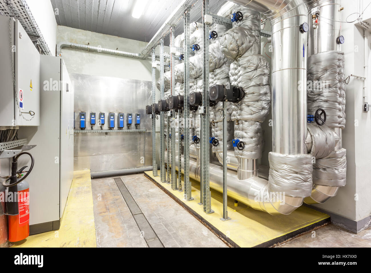 in the technical area, there are boosters for the water pipes of the ...