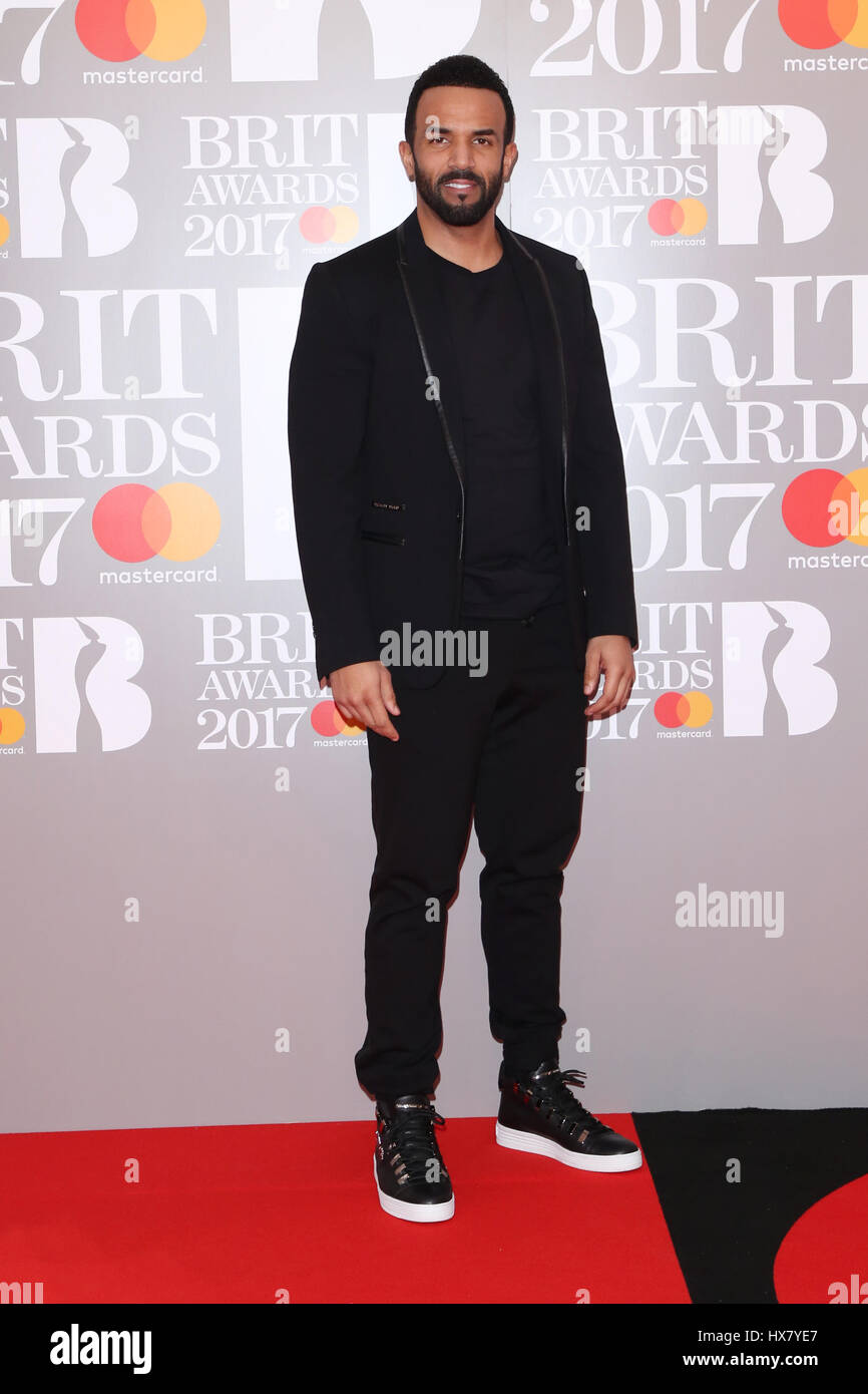 The Brit Awards 2017 held at the O2 - Arrivals Featuring: Craig David ...