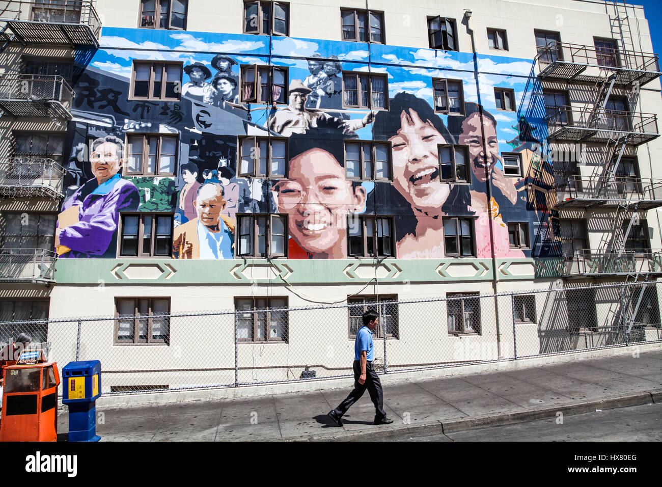 San Francisco, USA – August 24th, 2010. The Ping Yuen Mural on Stockton ...