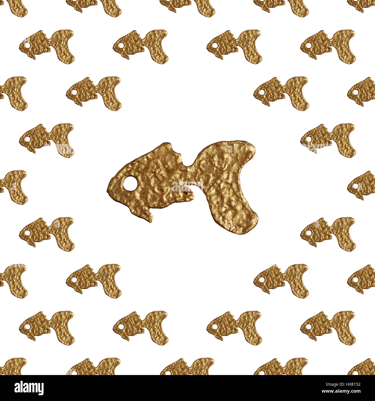 Gold fishes seamless pattern. Hand painted sea background. Abstract ...