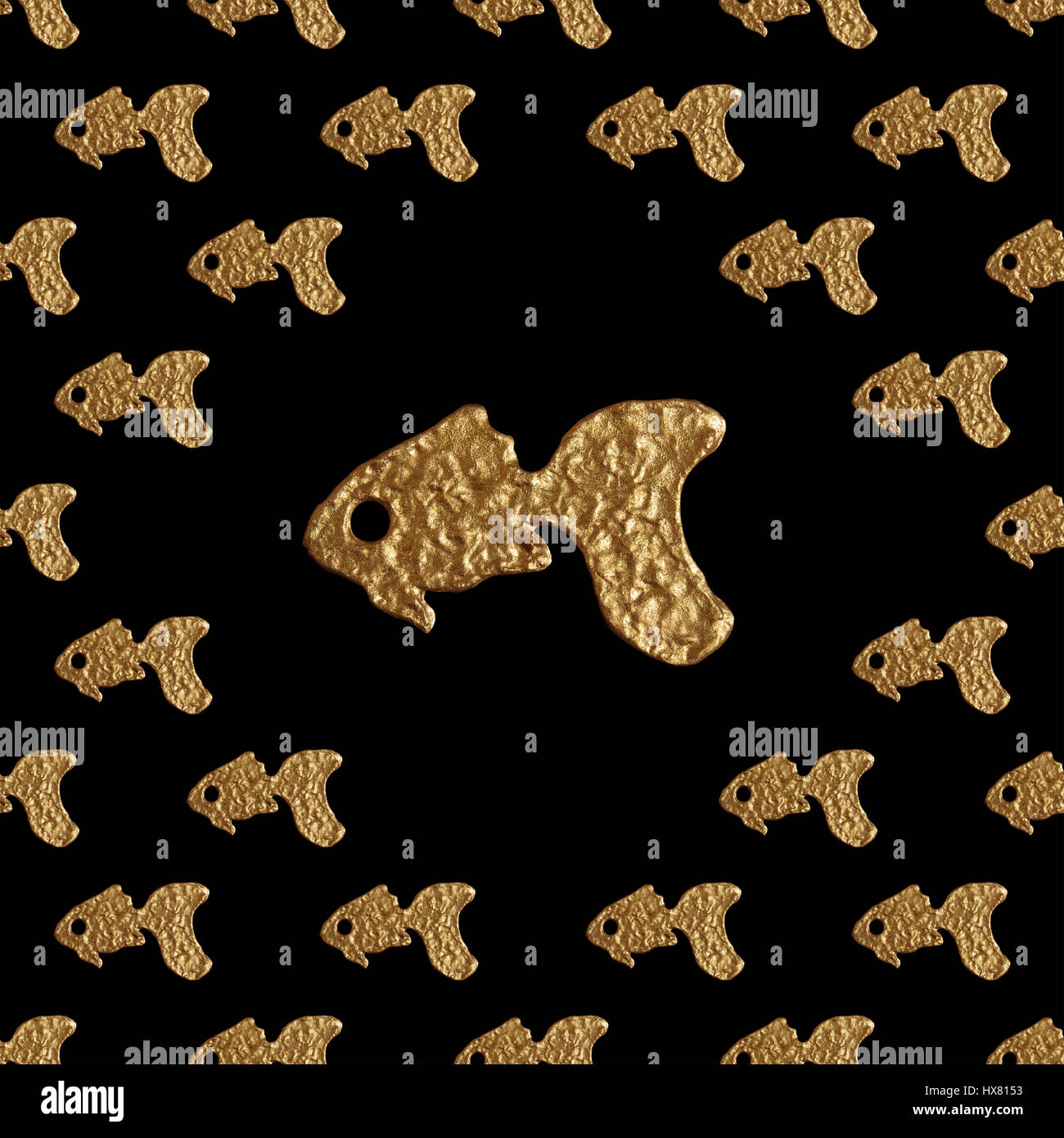Gold fishes seamless pattern. Hand painted sea background. Abstract ...