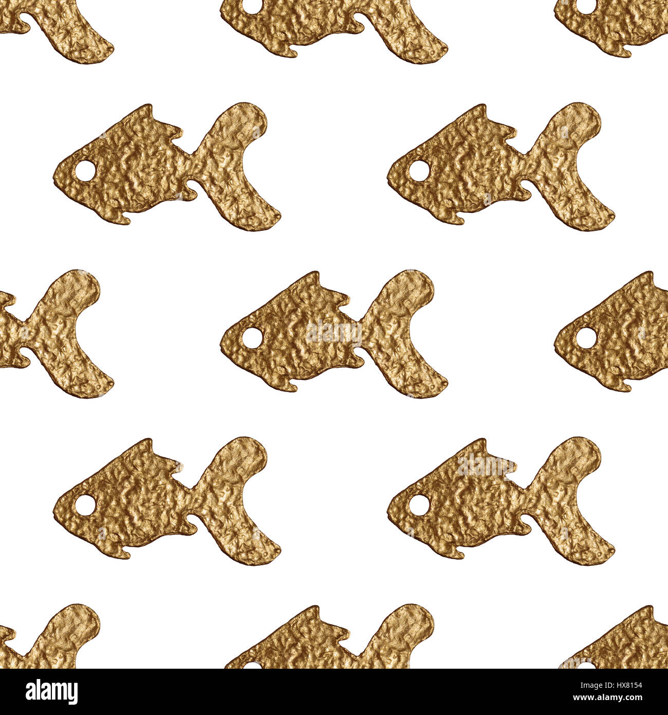 Gold fishes seamless pattern. Hand painted sea background. Abstract ...