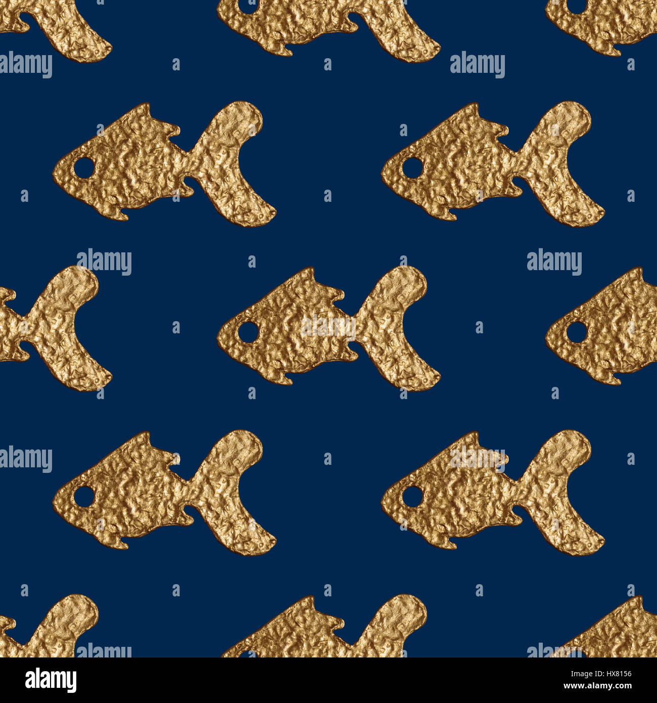 Gold fishes seamless pattern. Hand painted sea background. Abstract ...