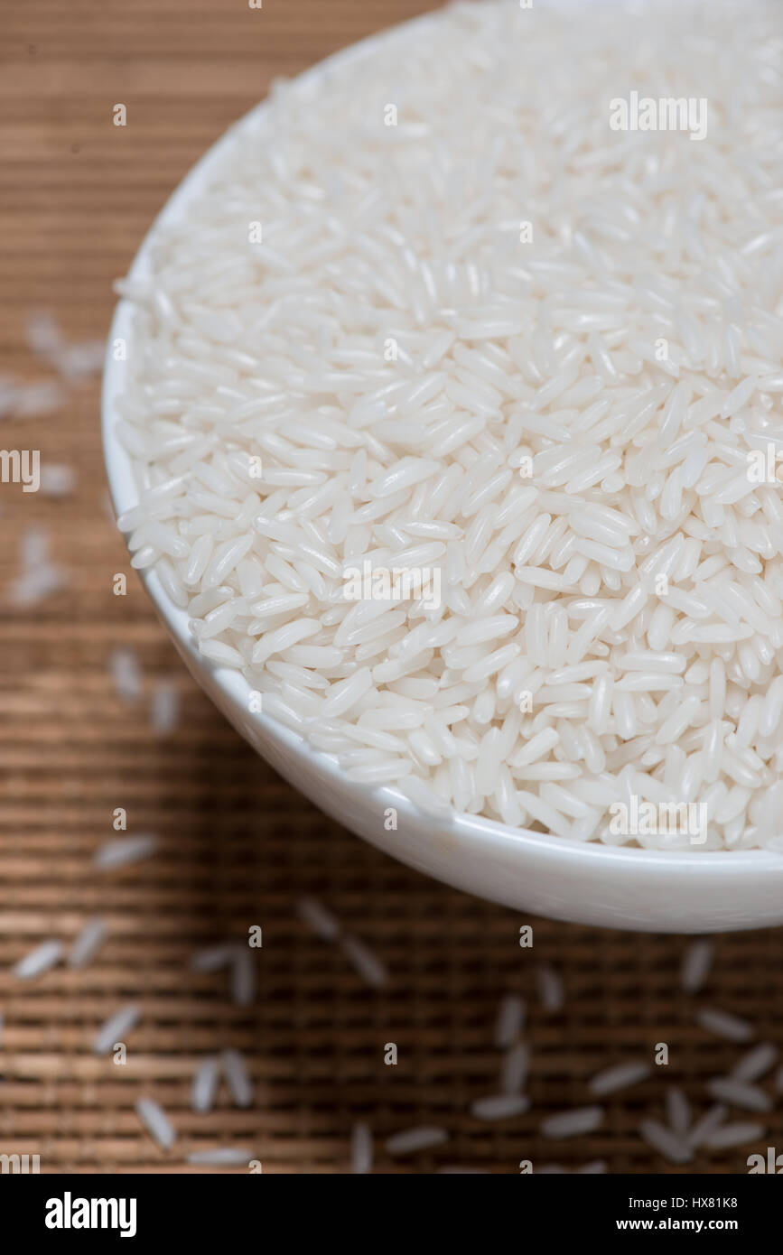 Rice in spoon and bowl. Jasmine Rice, Thai Rice, White Rice Stock Photo ...