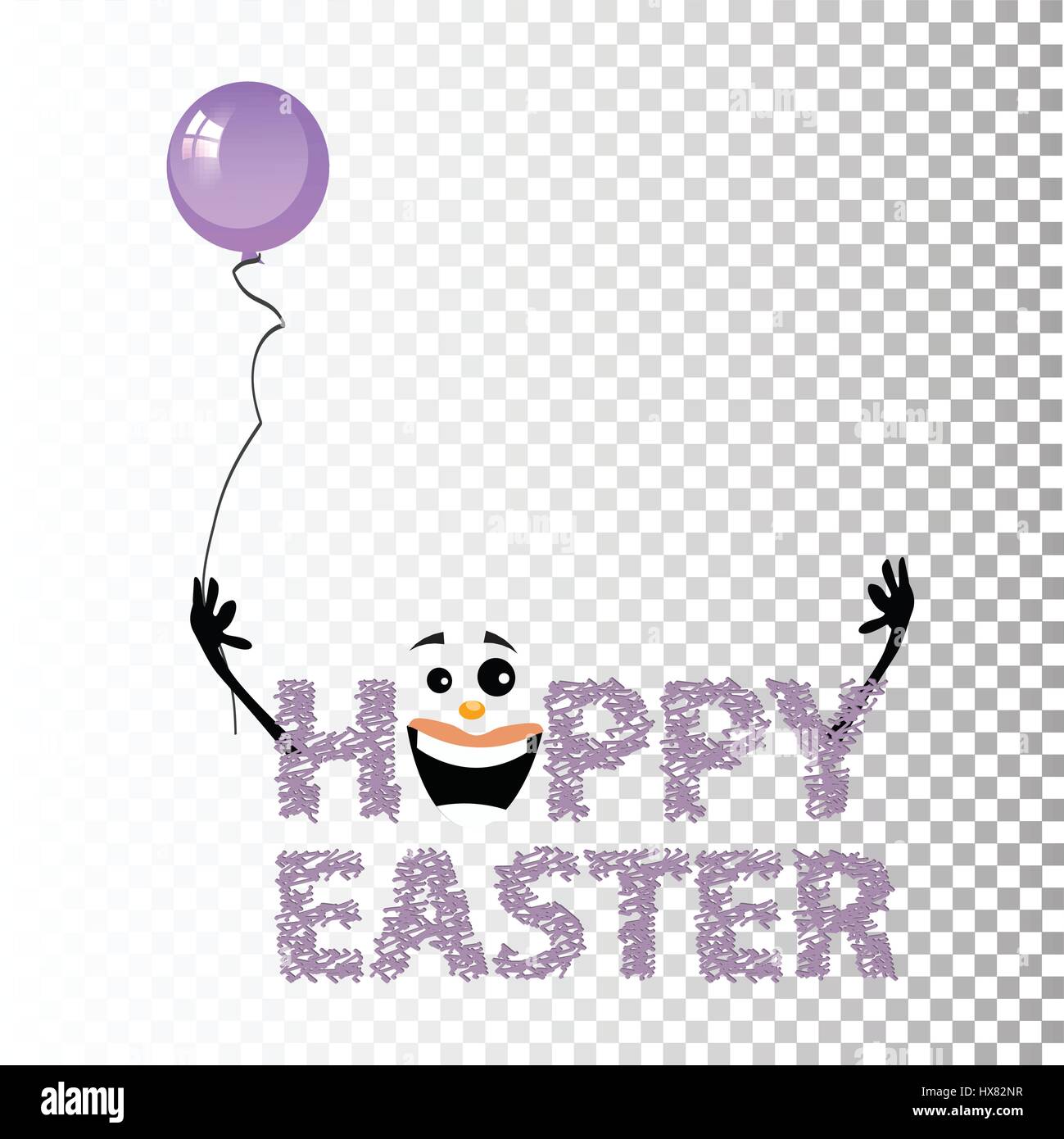Text Easter with balloon purple. Against the background of a ...