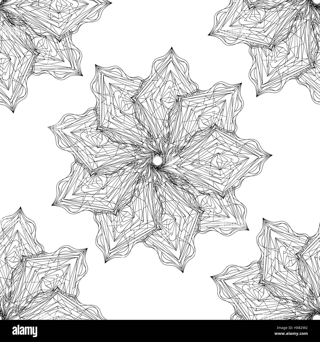 Hand Drawn Ornament Pattern Vector Geometric Tracery Seamless