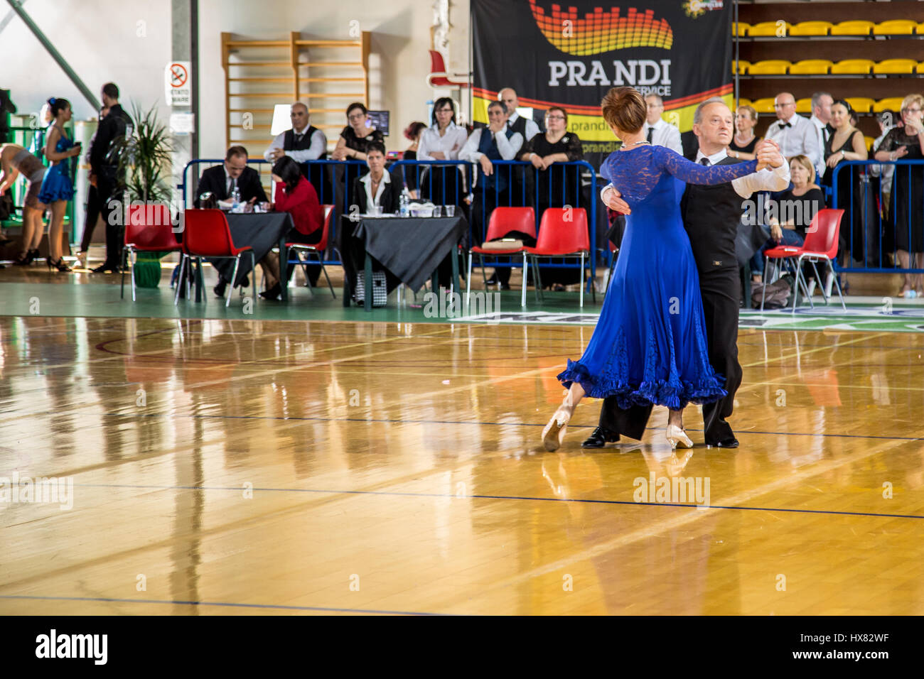 A couple dancing at Italian National Championship of dance. Guglia d ...