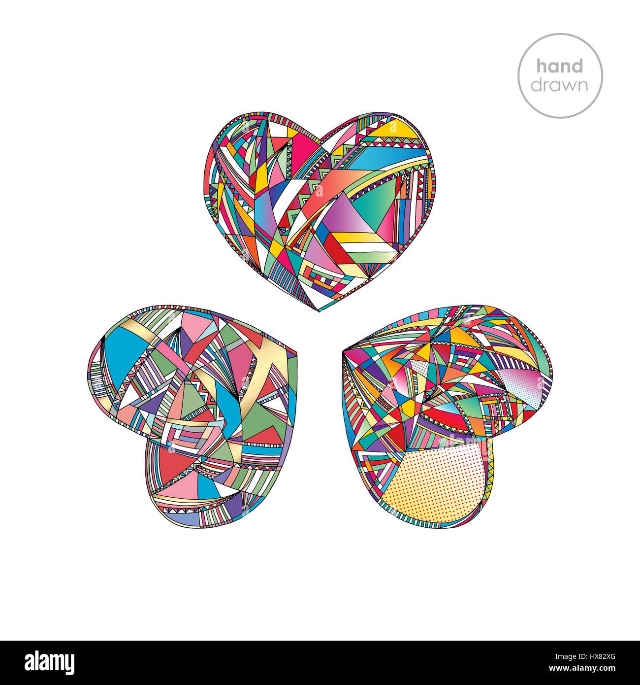 Hearts hand drawn vector background. Abstract stylized love ...