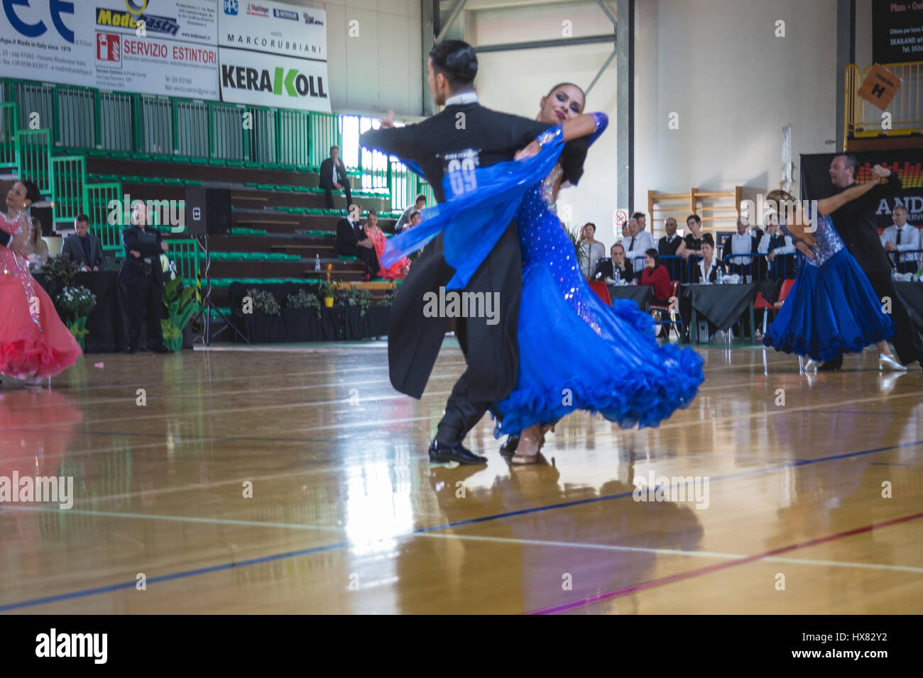 A couple dancing at Italian National Championship of dance. Guglia d ...