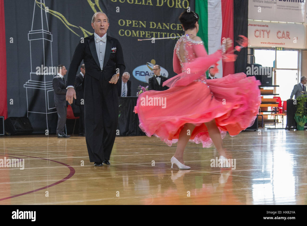 A couple dancing at Italian National Championship of dance. Guglia d ...