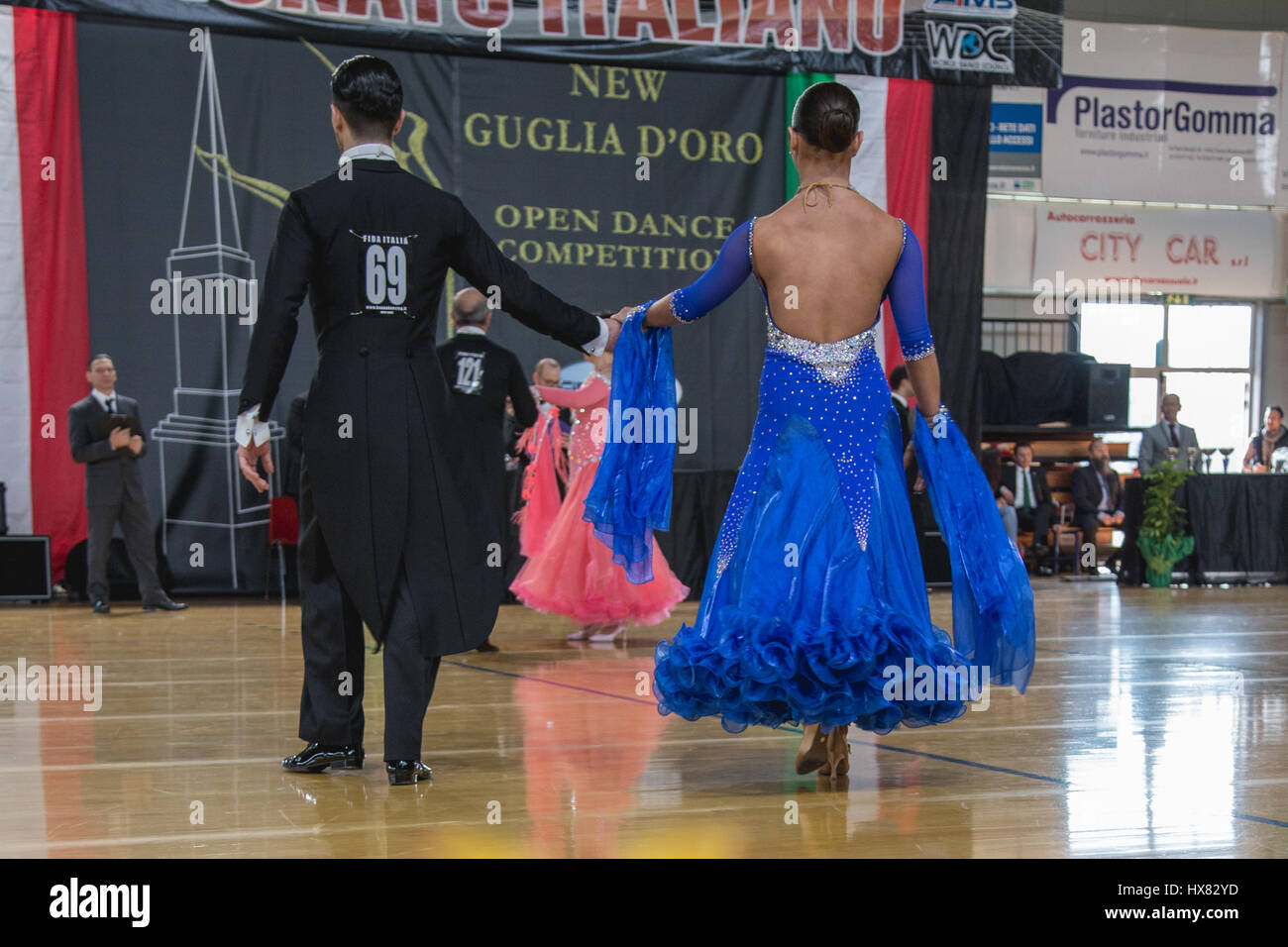 A couple dancing at Italian National Championship of dance. Guglia d ...
