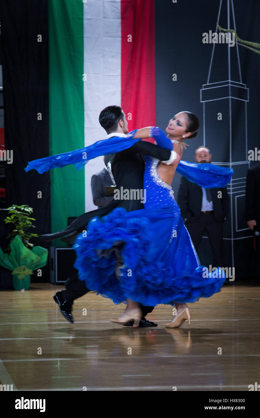 A couple dancing at Italian National Championship of dance. Guglia d ...
