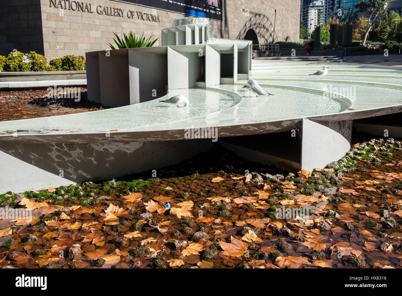 Fountain and moat outside National Gallery of Victoria, Melbourne Stock ...