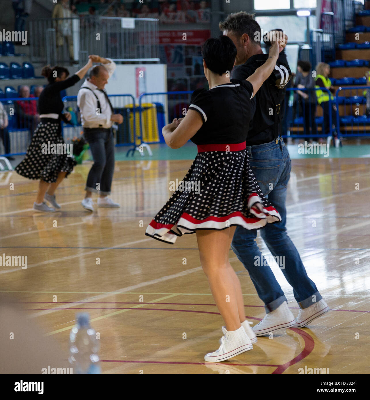 A couple dancing at Italian National Championship of dance. Guglia d ...