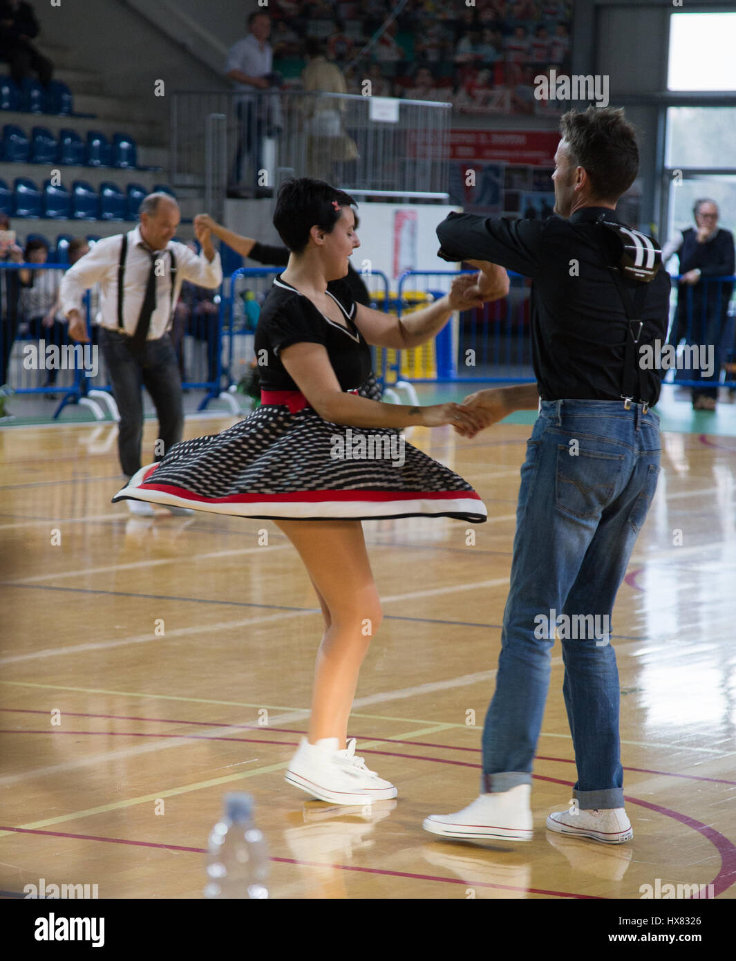 A couple dancing at Italian National Championship of dance. Guglia d ...