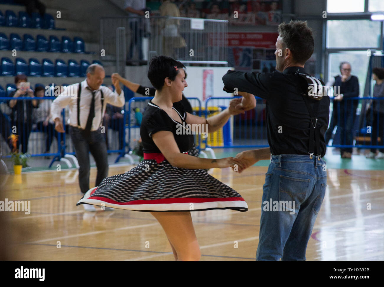 A couple dancing at Italian National Championship of dance. Guglia d ...