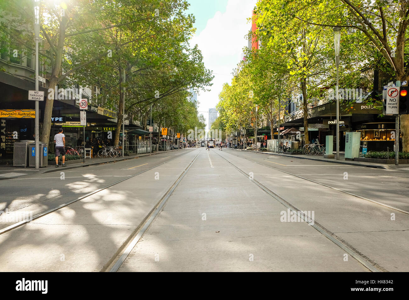 Swanston Street, Melbourne city centre, Victoria, Australia Stock Photo ...