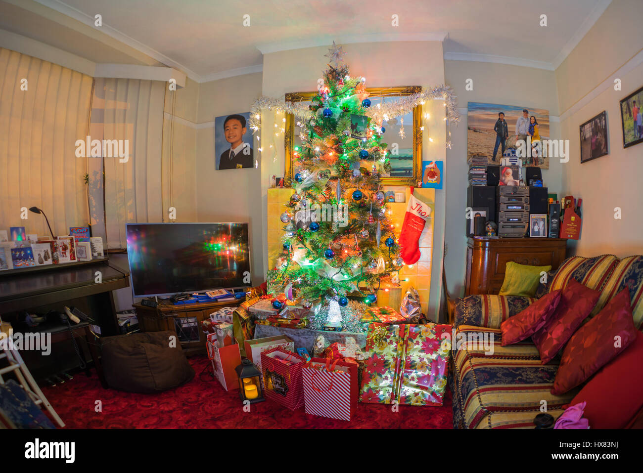 A front room at Christmas time 2016 Stock Photo - Alamy