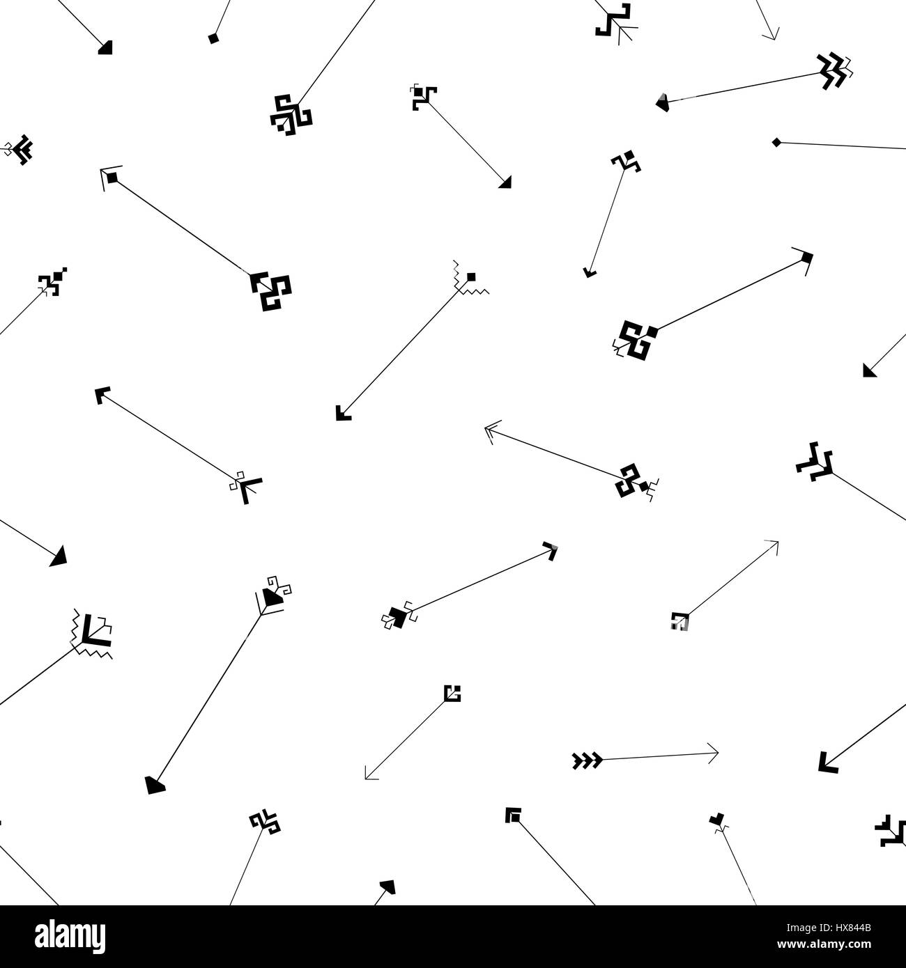 Seamless pattern with arrows on a white background, which are made with ...