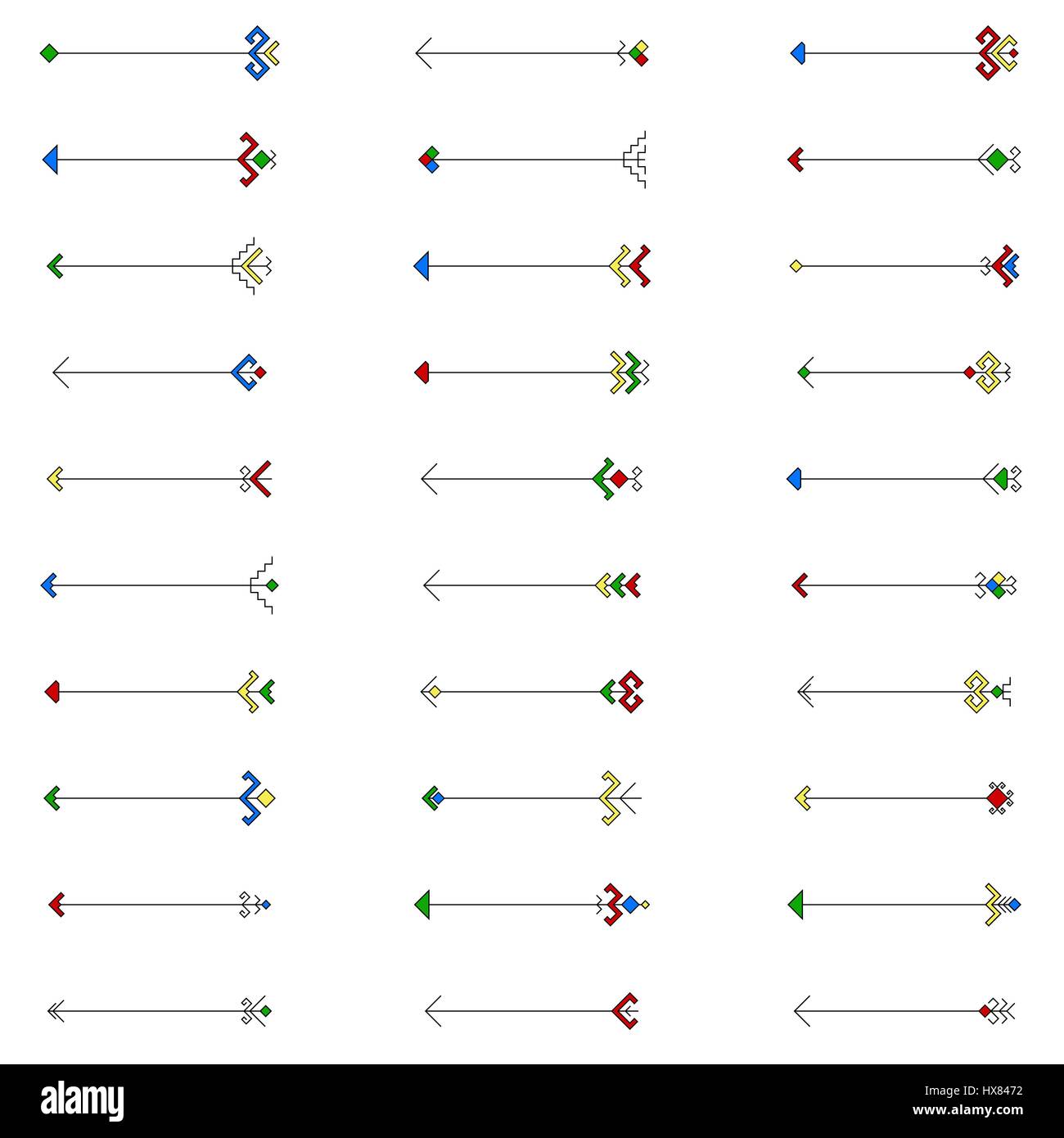 A set of arrows isolated, made in a design style with stylized ...