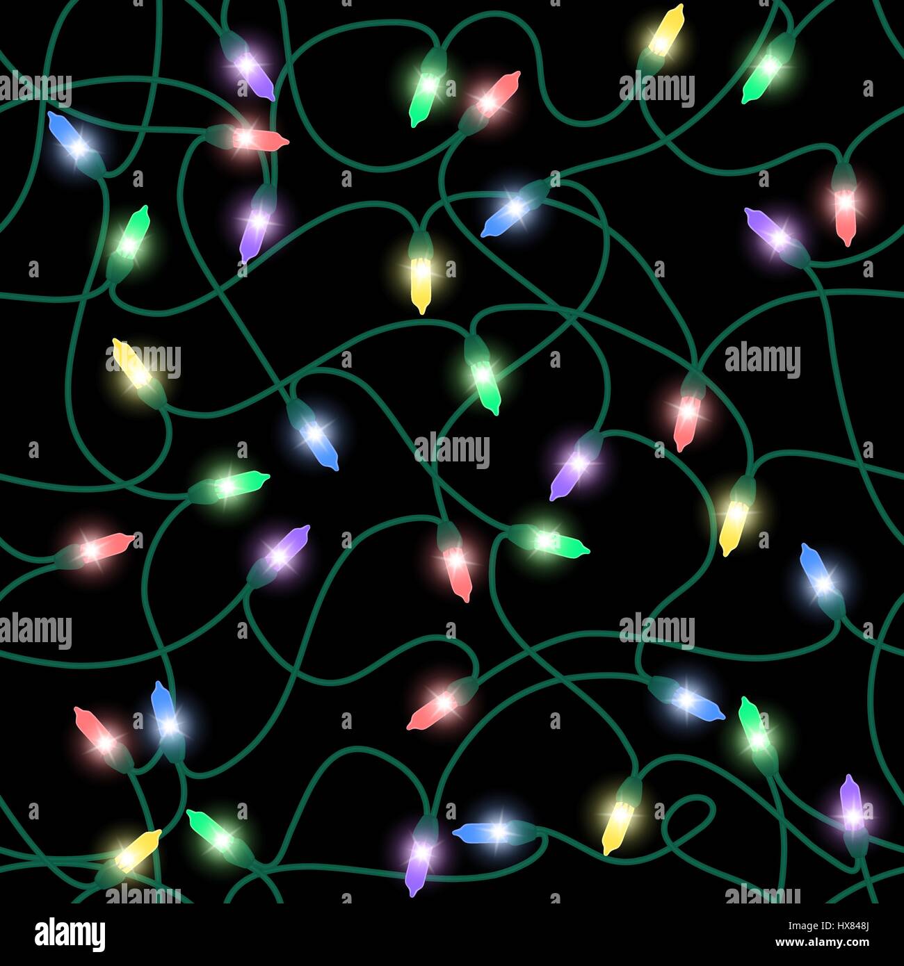 Seamless Christmas pattern of luminous colored electric garlands with ...