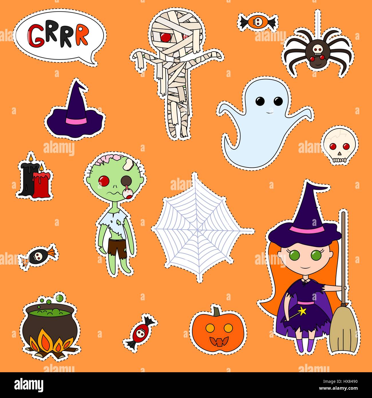 Set Halloween Items High Resolution Stock Photography and Images - Alamy