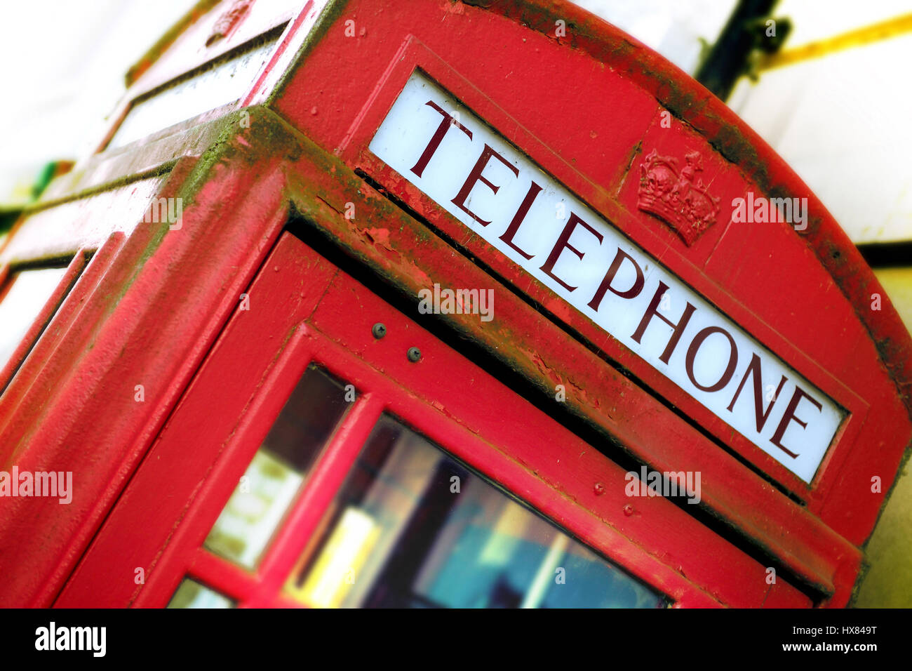 Old fashioned red telephone box / Phone booth Stock Photo - Alamy