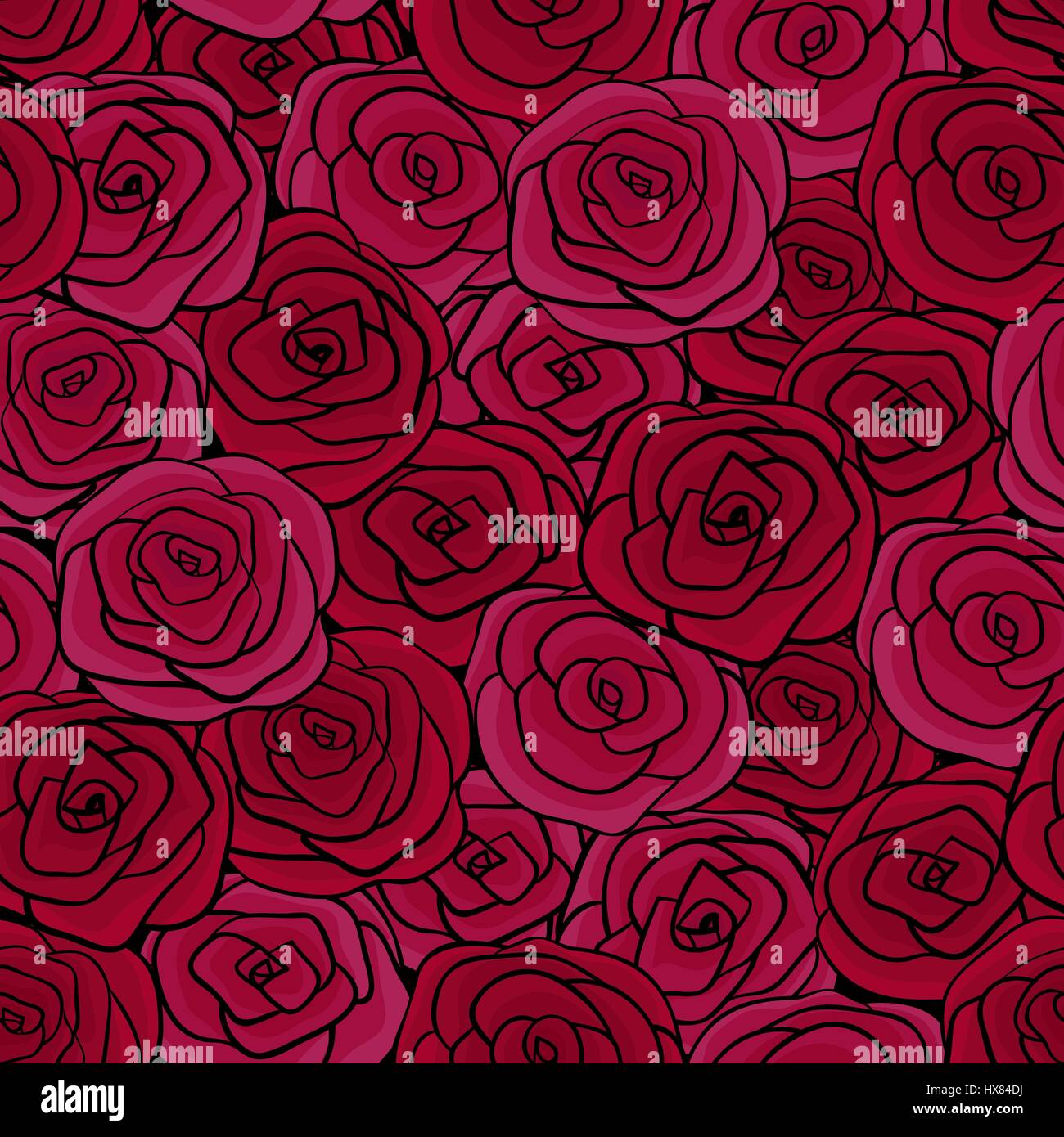 Natural Seamless floral pattern of red roses in different shades ...