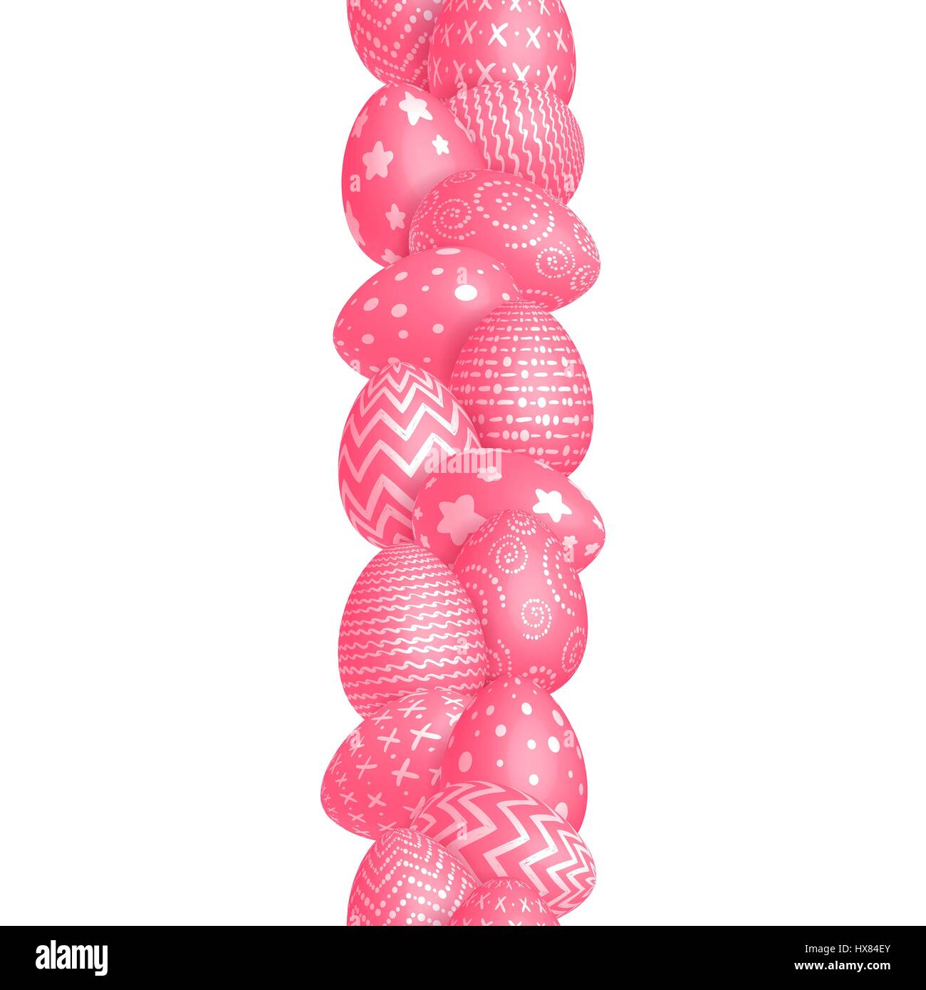 Seamless vertical Easter border of red eggs decorated with white ...