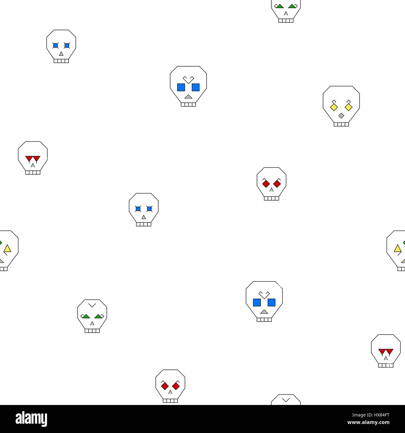 Seamless geometric pattern with stylized skull on a white background ...