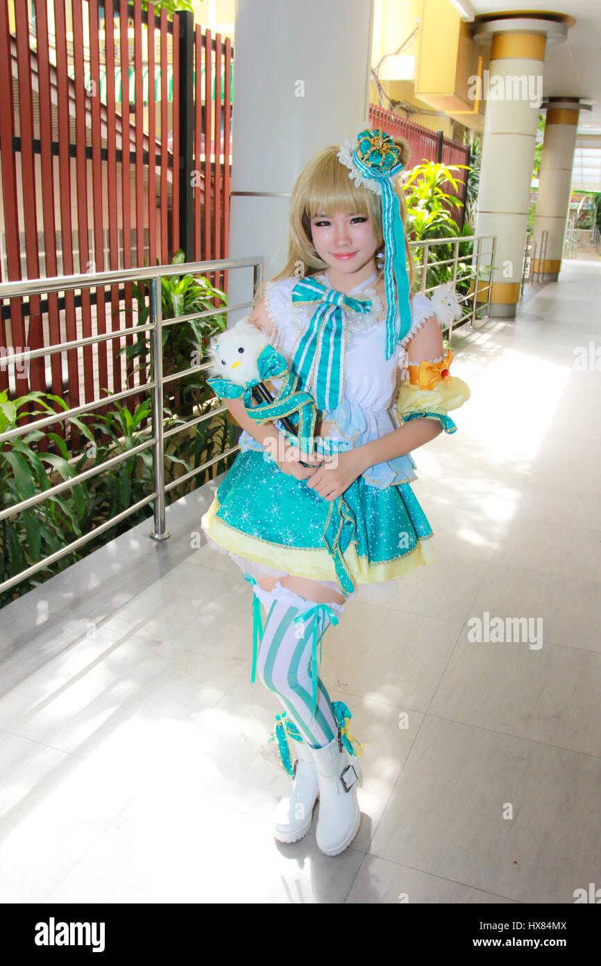 Bangkok - Dec 28: An unidentified Japanese anime cosplay pose in COSCOM ...