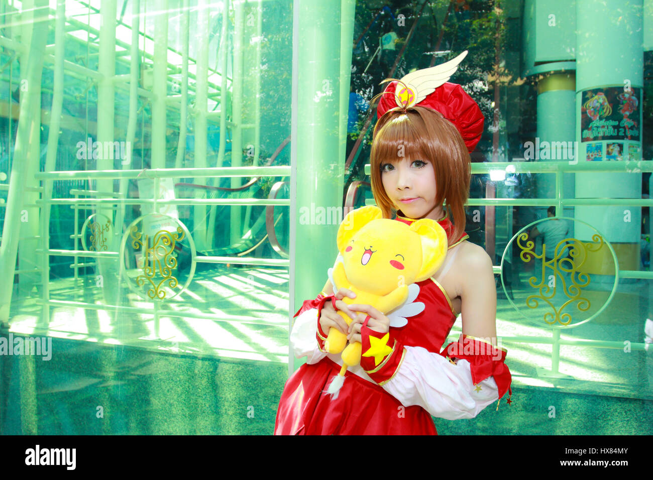 Bangkok - Dec 28: An unidentified Japanese anime cosplay pose in COSCOM ...