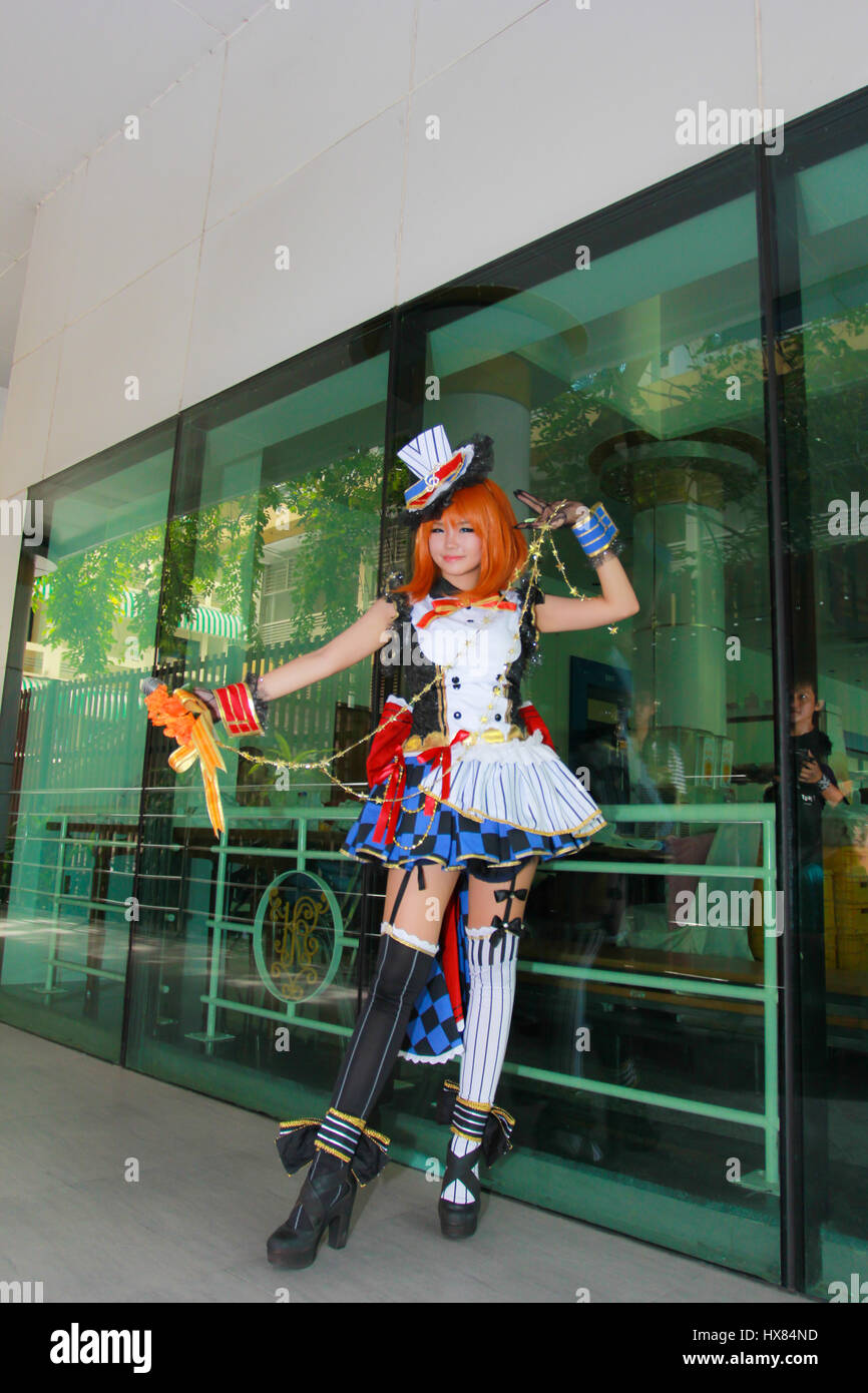 Bangkok - Dec 28: An unidentified Japanese anime cosplay pose in COSCOM ...