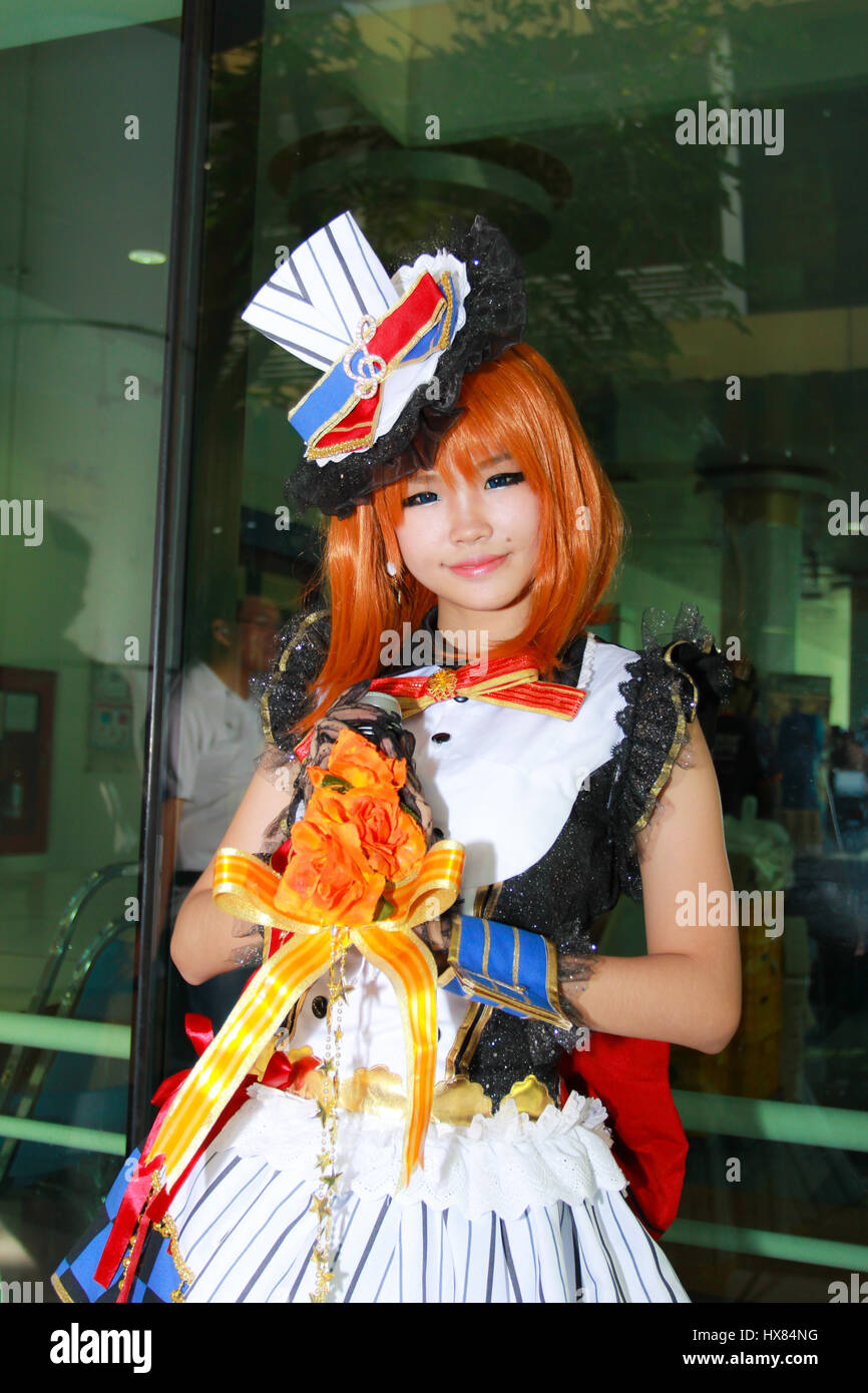 Bangkok - Dec 28: An unidentified Japanese anime cosplay pose in COSCOM ...
