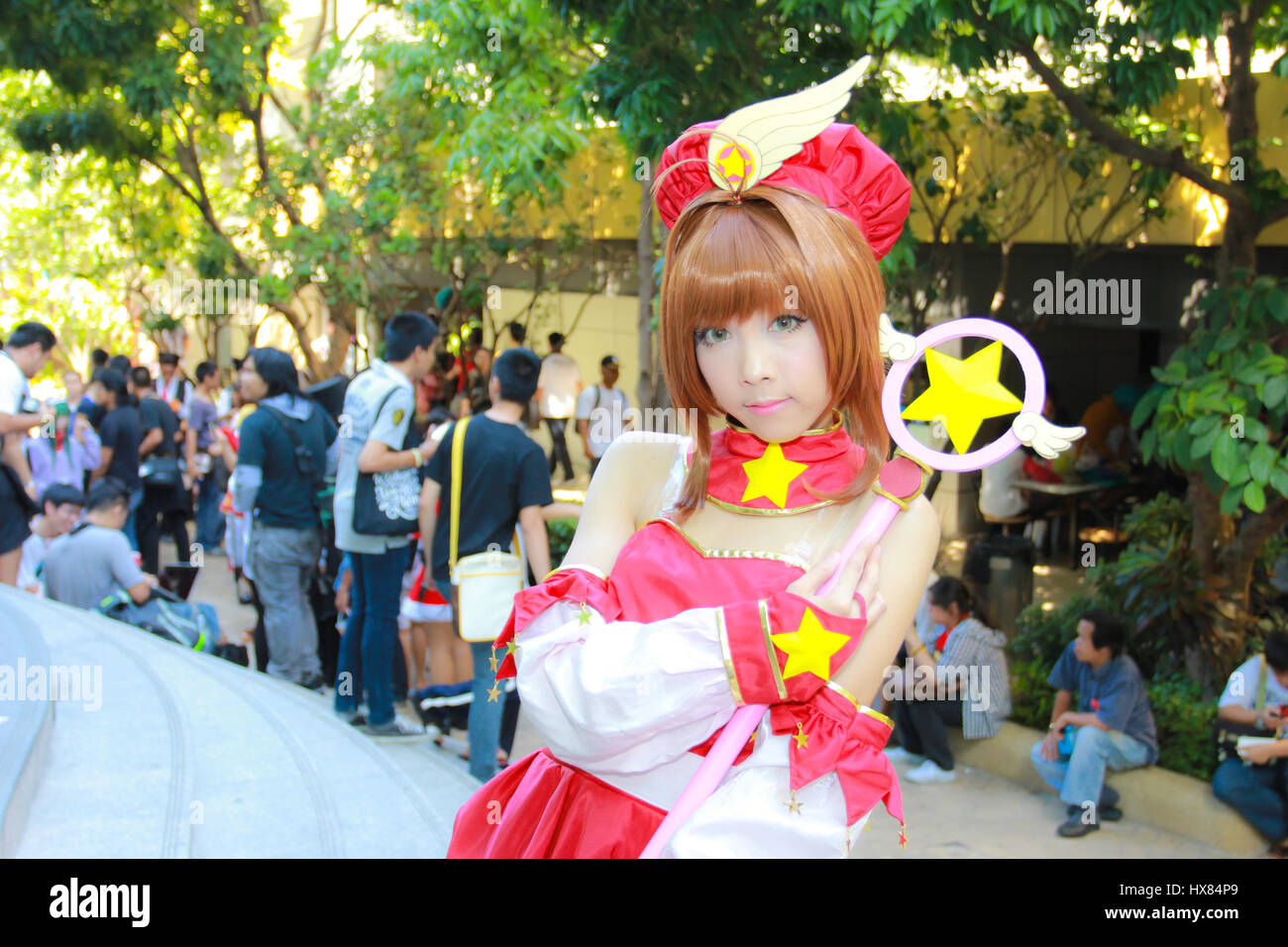 Bangkok - Dec 28: An unidentified Japanese anime cosplay pose in COSCOM ...