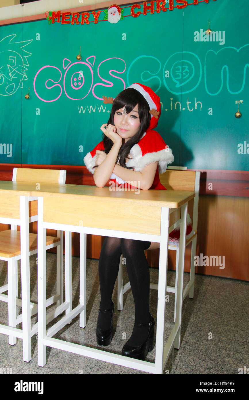 Bangkok - Dec 28: An unidentified Japanese anime cosplay pose in COSCOM ...