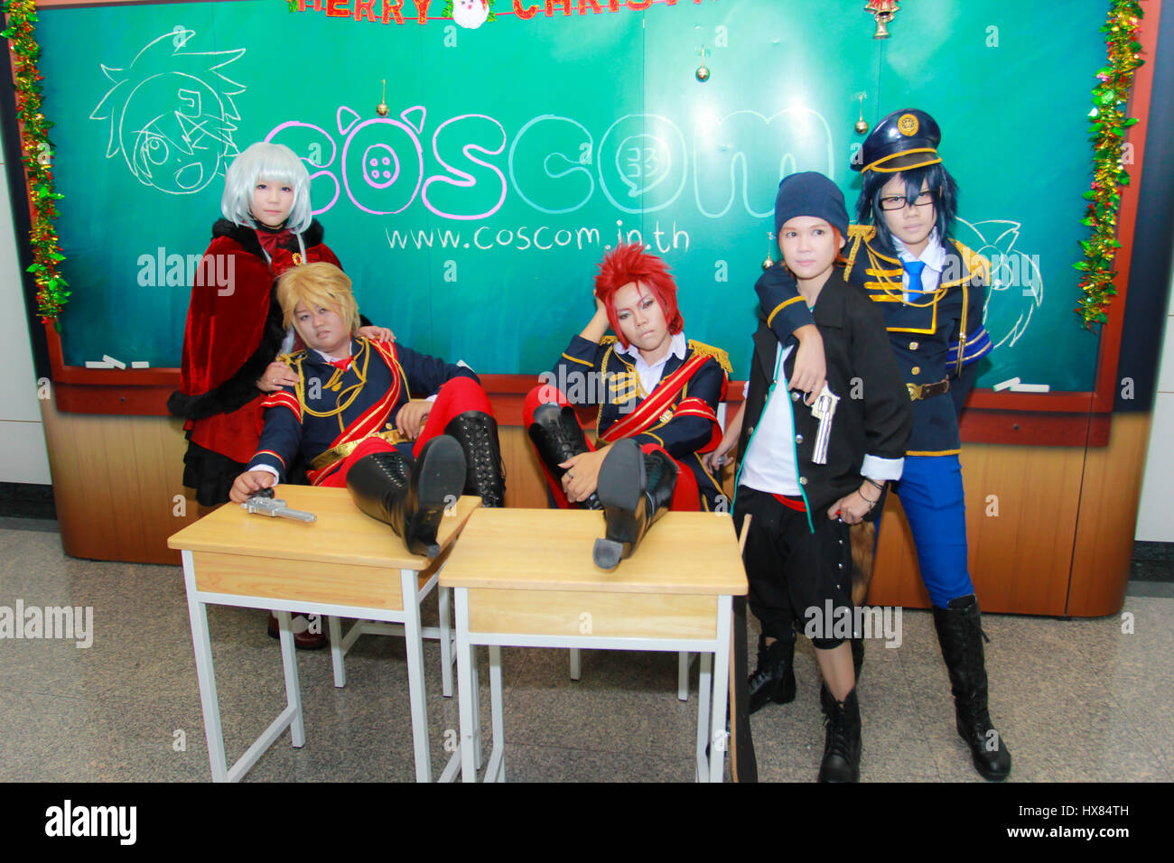 Bangkok - Dec 28: An unidentified Japanese anime cosplay pose in COSCOM ...