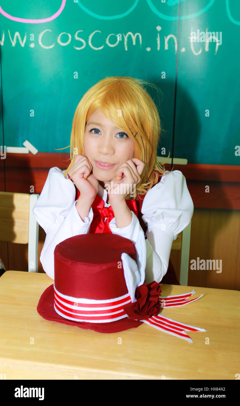 Bangkok - Dec 28: An unidentified Japanese anime cosplay pose in COSCOM ...