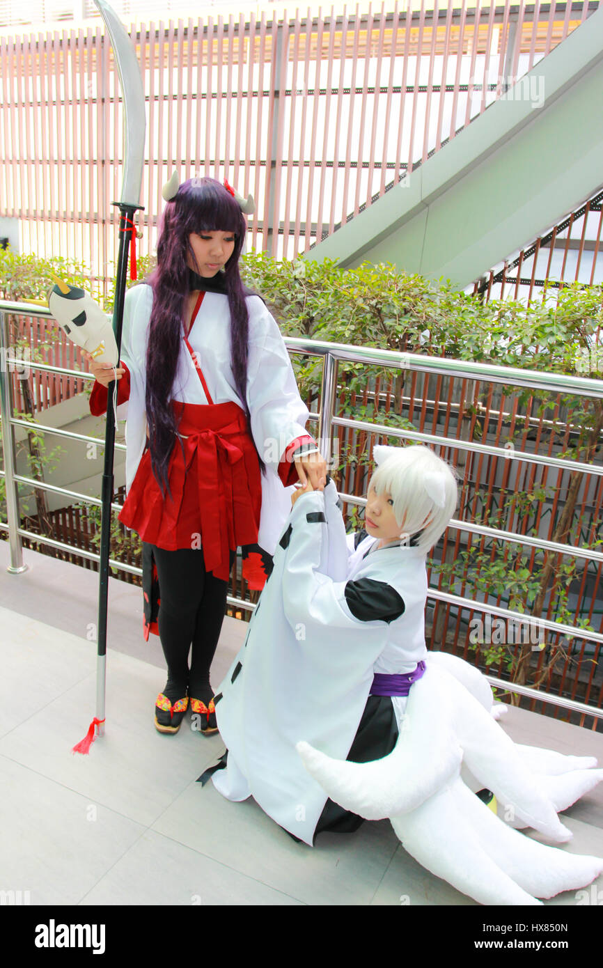 Bangkok - Dec 28: An unidentified Japanese anime cosplay pose in COSCOM ...