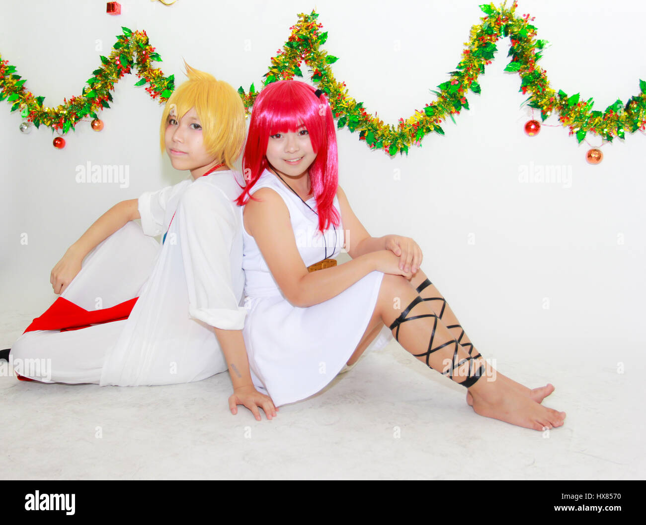 Bangkok - Dec 28: An unidentified Japanese anime cosplay pose in COSCOM ...