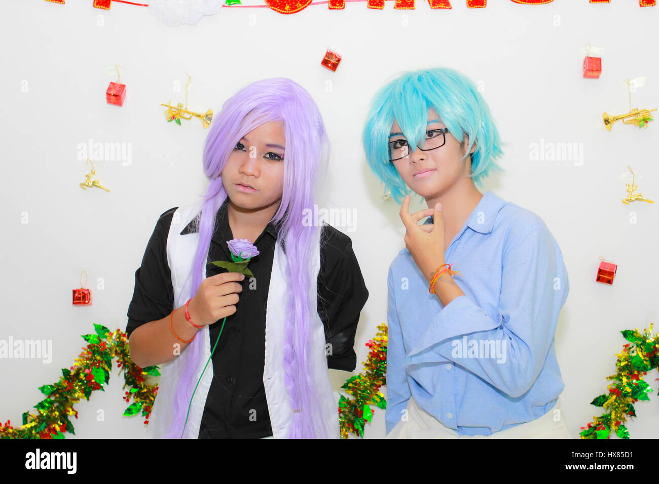 Bangkok - Dec 28: An unidentified Japanese anime cosplay pose in COSCOM ...