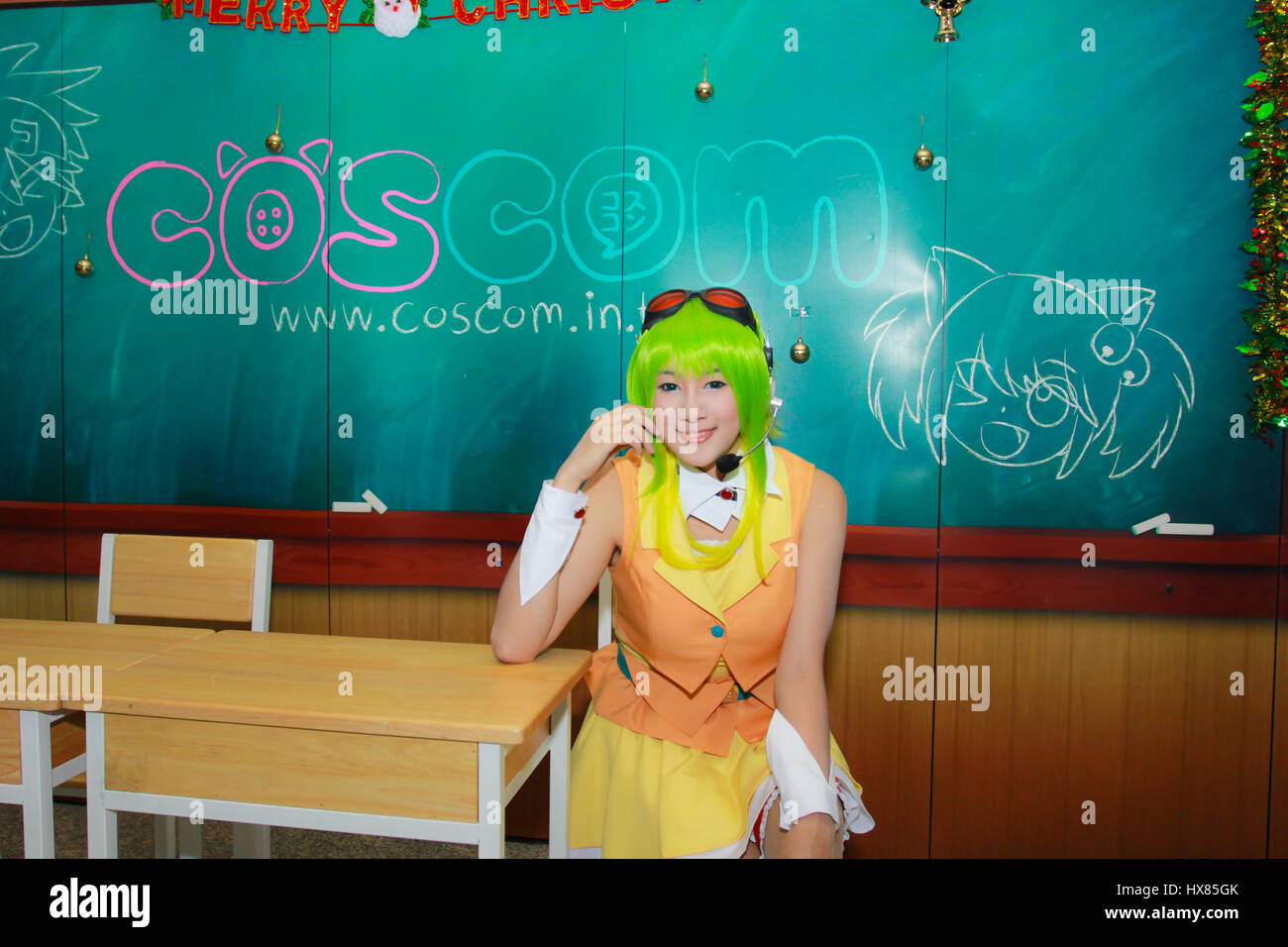 Bangkok - Dec 28: An unidentified Japanese anime cosplay pose in COSCOM ...