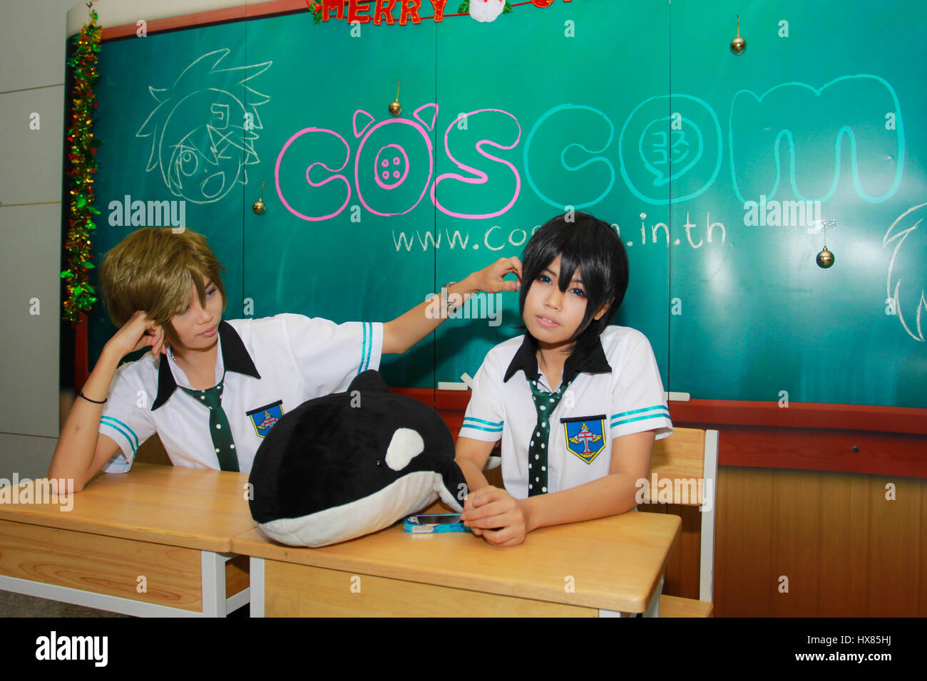 Bangkok - Dec 28: An unidentified Japanese anime cosplay pose in COSCOM ...