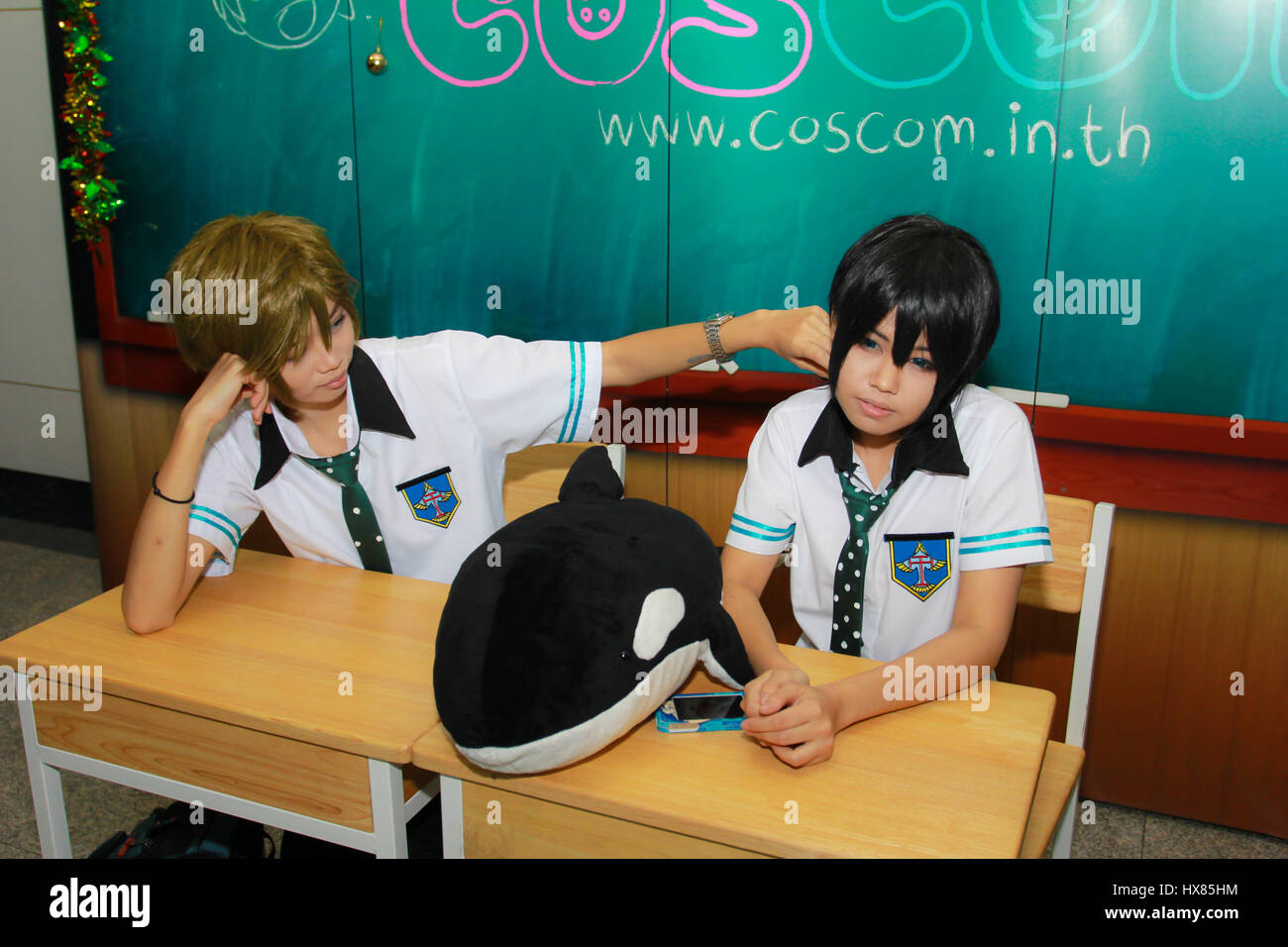 Bangkok - Dec 28: An unidentified Japanese anime cosplay pose in COSCOM ...