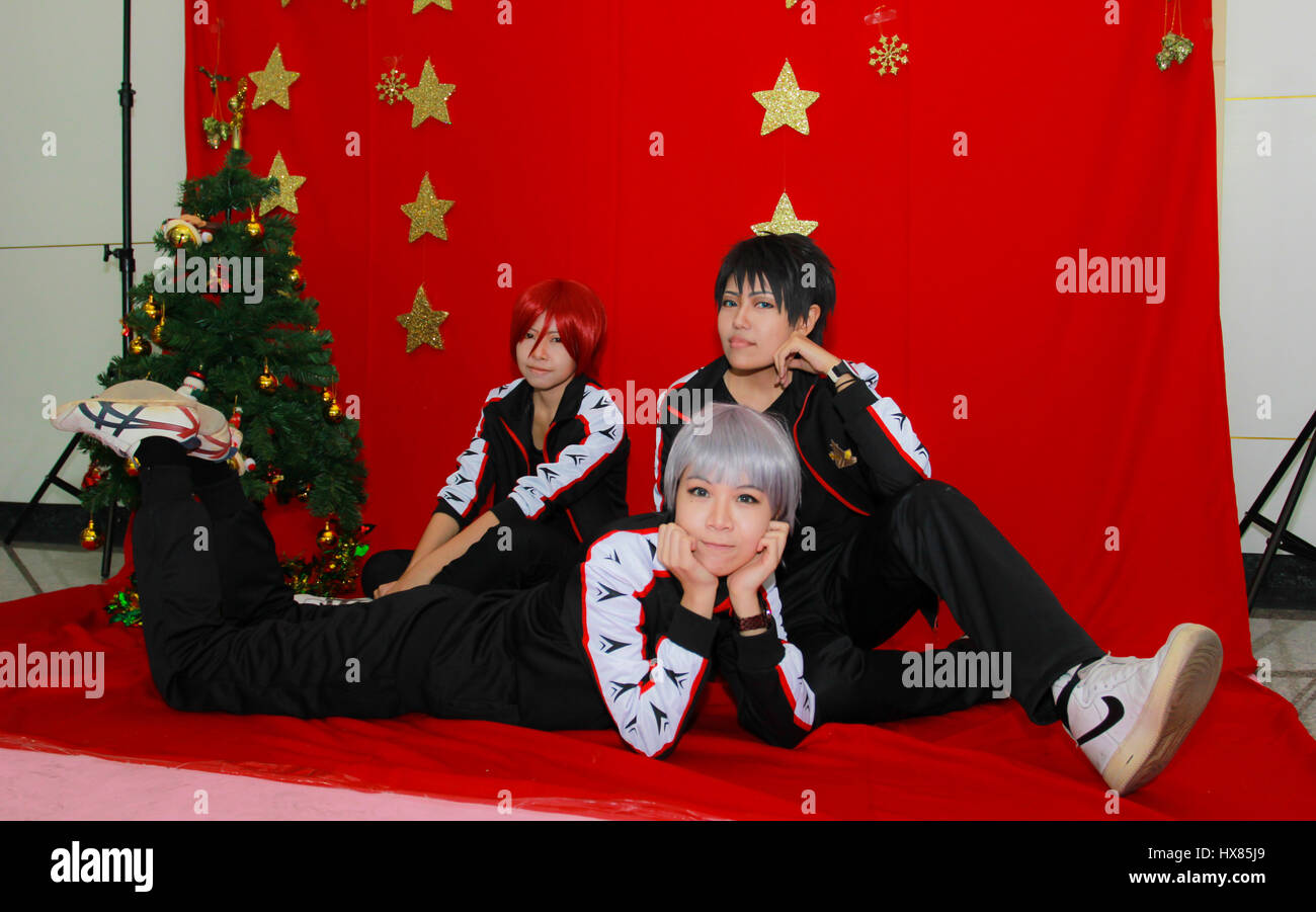 Bangkok - Dec 28: An unidentified Japanese anime cosplay pose in COSCOM ...