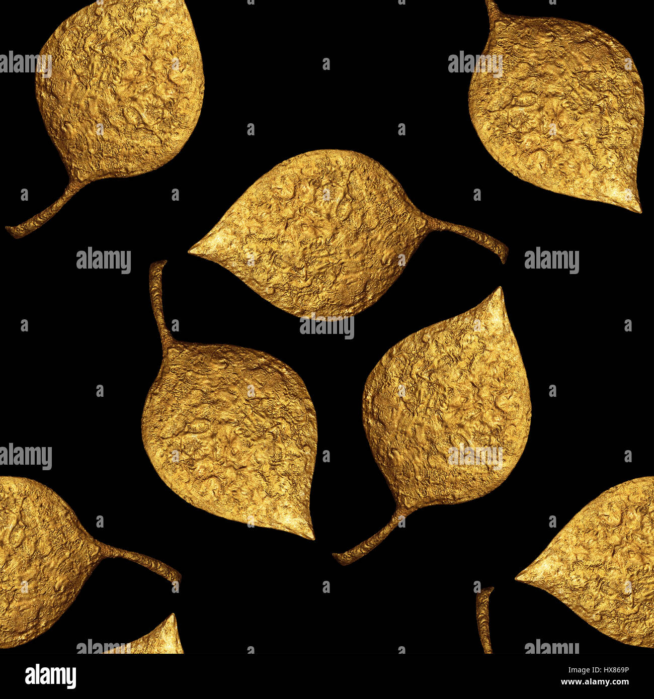 Leaves pattern. Gold hand painted seamless background. Abstract leaf ...