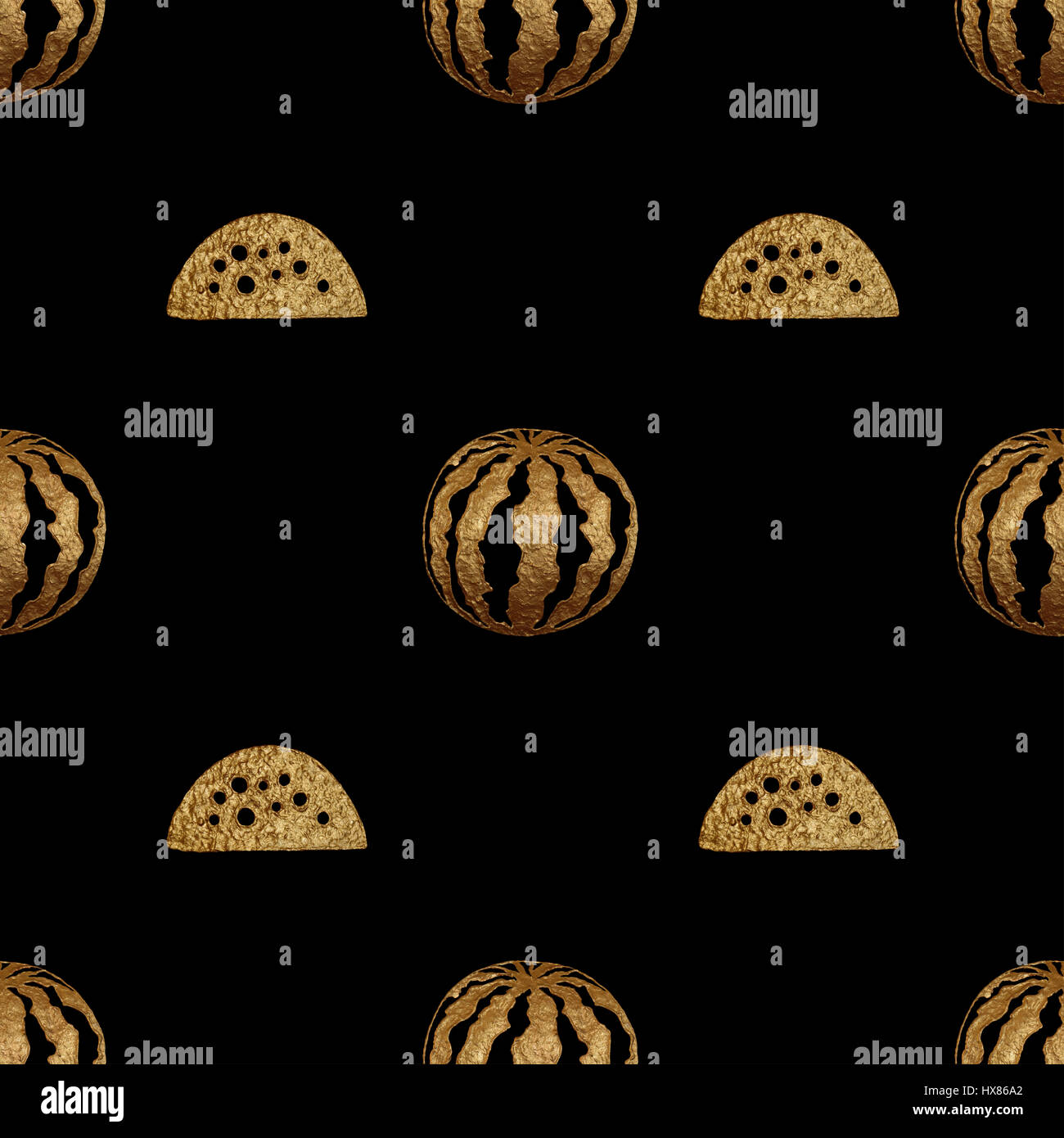 Gold hand painted watermelon seamless pattern Stock Photo - Alamy